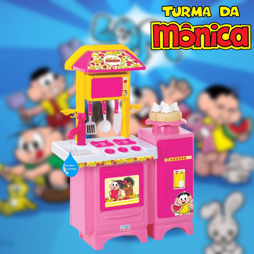 Cozinha MONICA Infantil Completa Turma Da MÔNICA com Utensílios a Torneira Saí Água de Verdade ...