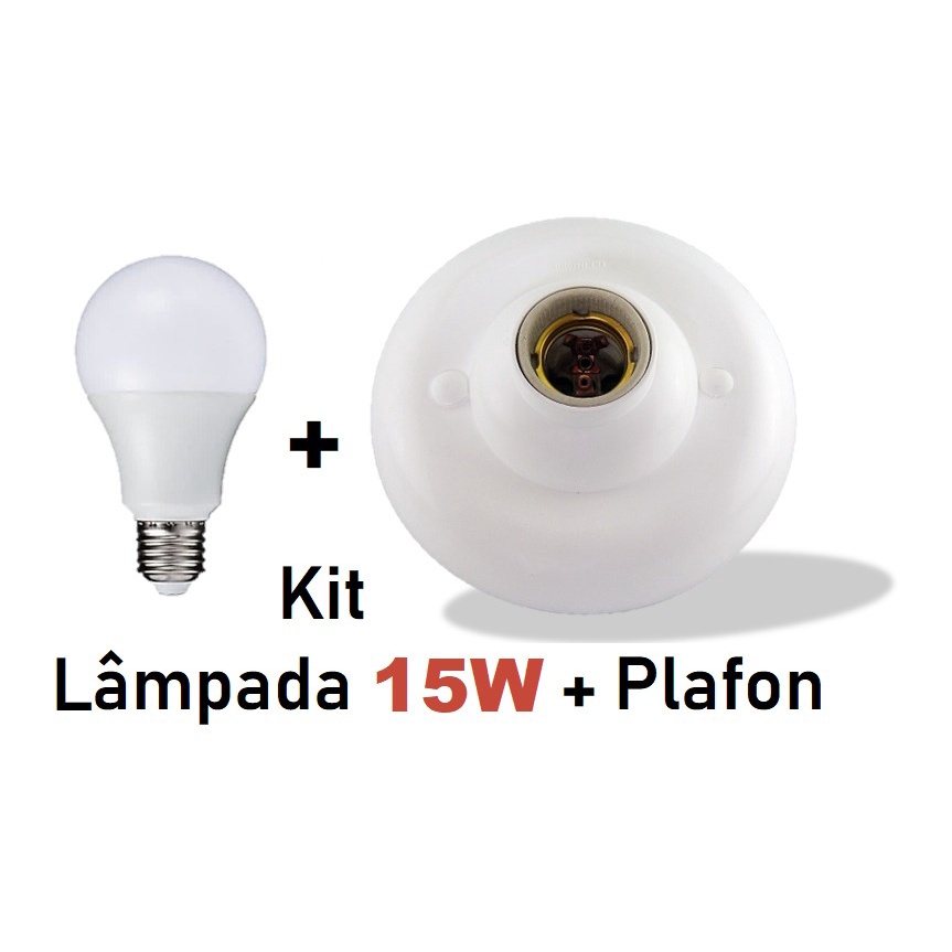 Plafon Branco p/ 1 Lâmpada Soquete E-27 de Porcelana Paflon + Lâmpada ...
