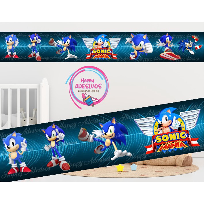 Faixa Decorativa Adesiva Papel de Parede Para Quarto Menino Sonic ...