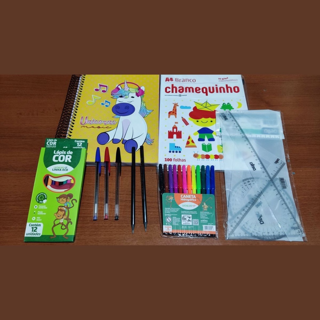 Kit Material Escolar Ensino Fundamental Infantil 5º Ao 9º Ano (18 Itens ...