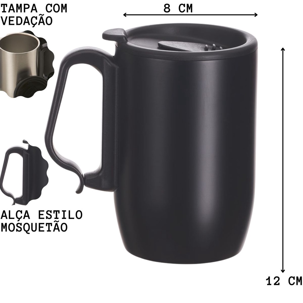 Caneca copo térmico com alça para bebida quente ou fria 350 ml | Shopee ...