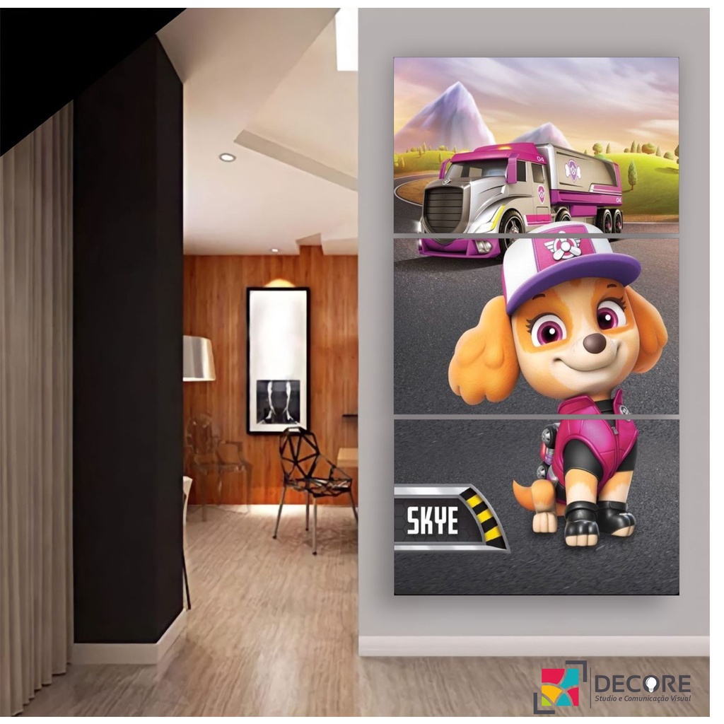 quadro decorativo moderno skye patrulha canina decoração quarto sala ...