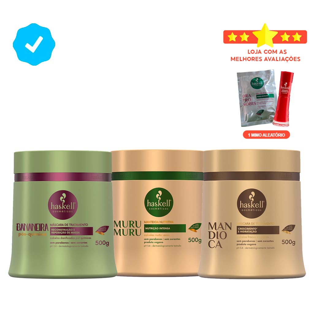 Haskell Máscaras Mandioca Murumuru Bananeira 500g | Shopee Brasil