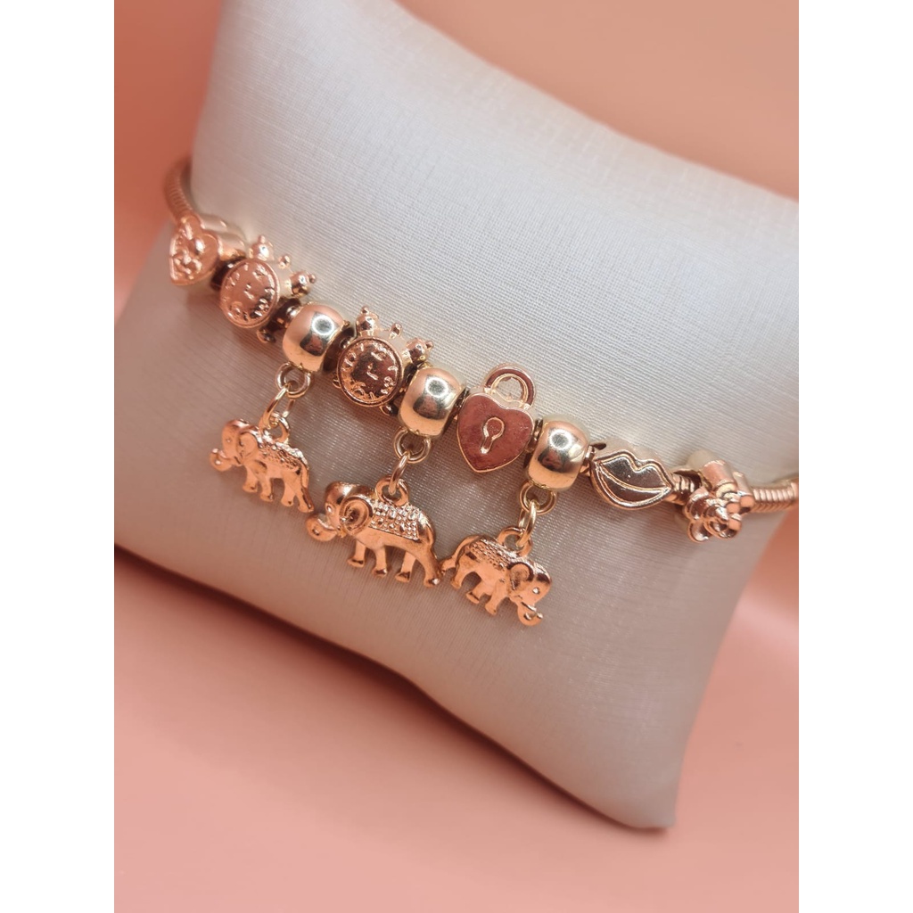 Pulseira Pandora Linda elefante Dourada | Shopee Brasil
