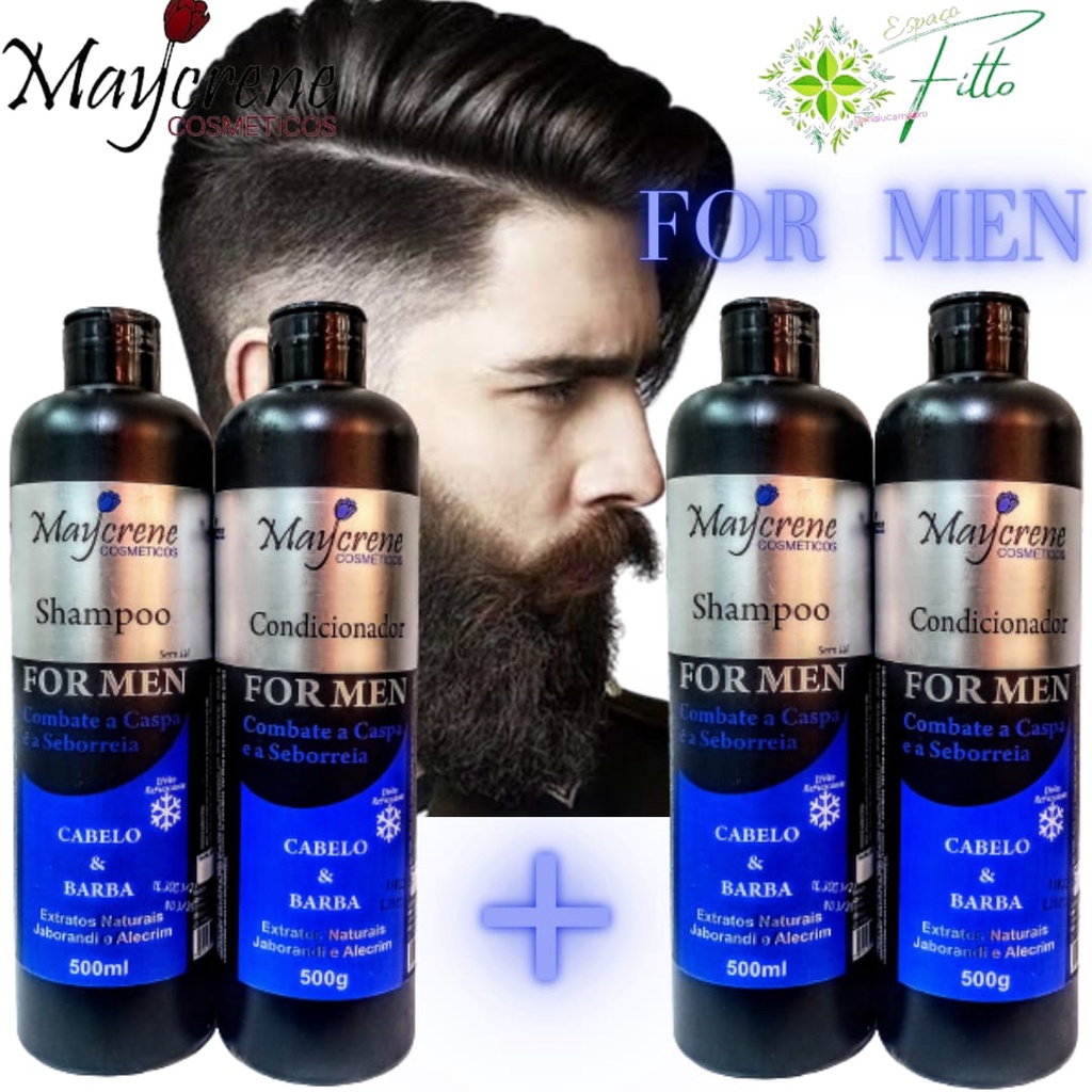 Kit For Men Cabelo E Barba Homens ( 2 Shampoo + 2 Condicionador ...