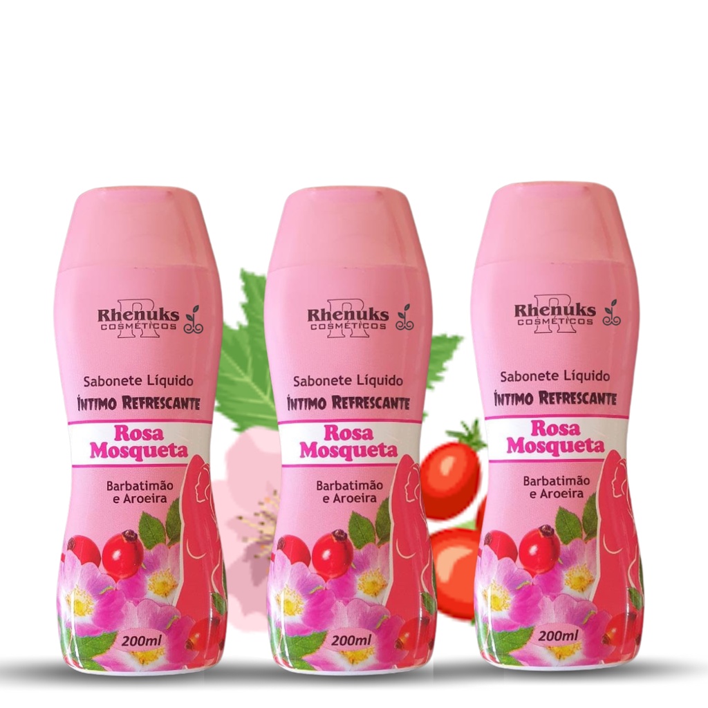 Kit C/3 Sabonete Intimo Rosa Mosqueta - Rhenuks - 200ml | Shopee Brasil