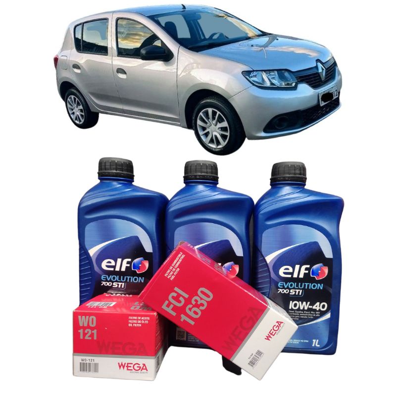 kit troca de óleo * Elf 10w40 API SN Original Renault Sandero Logan 1.0 ...
