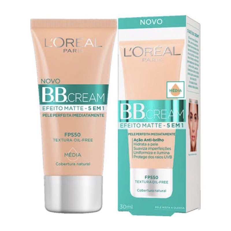 BB Cream Loreal Efeito Matte 5 em 1 FPS 50 - 30ml | Shopee Brasil