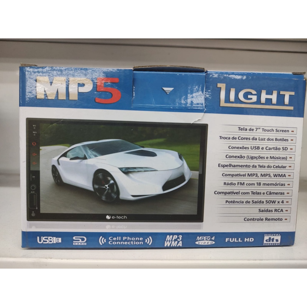 Multimídia Mp5 Light 2 Din Tela 7 Touch Screen E-tech | Shopee Brasil
