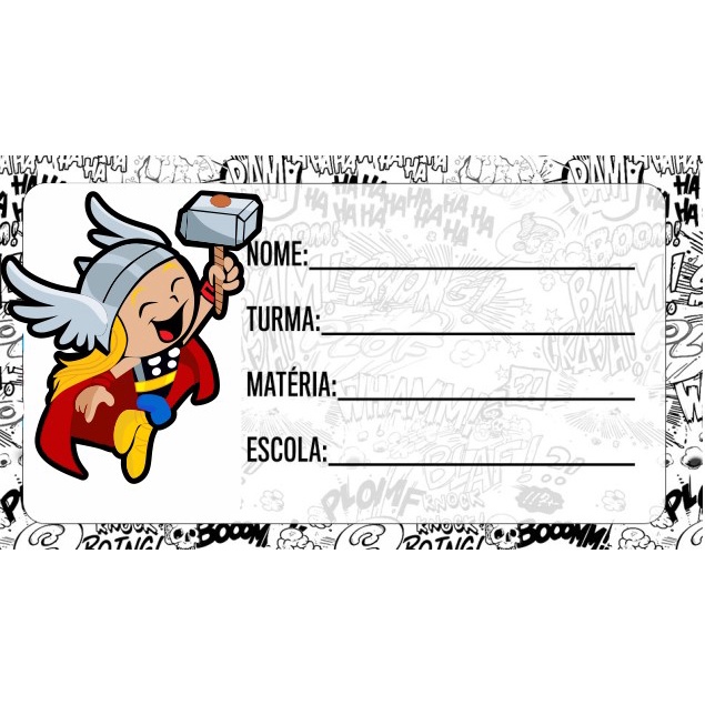 Adesivo Etiqueta Escolar Thor Baby kit 20 unidades | Shopee Brasil