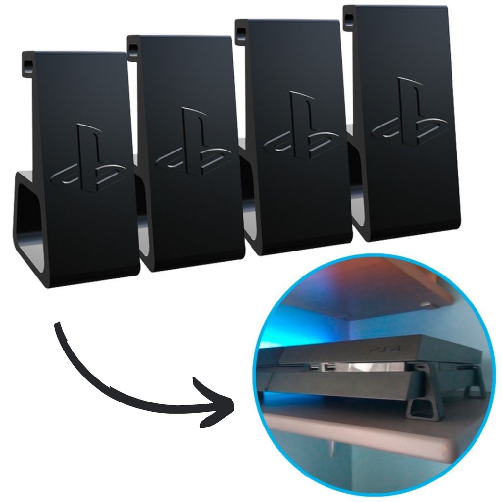 Kit Suporte Playstation Ps4 Pro Fat Slim Horizontal Pezinho Ps4 Pro Fat ...