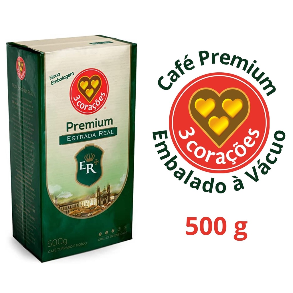 Café 3 Corações Torrado e Moído Premium Estrada Real Embalagem à Vácuo ...