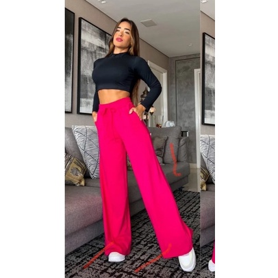 Calça wide leg em viscolinho cores da moda estilo gringo moda 2023 ...