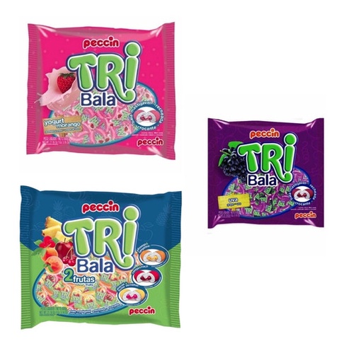 Bala Recheada Tri Bala - Kit 3 Pacotes Com 500gr - Peccin | Shopee Brasil