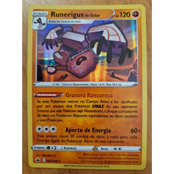 Card Pokémon Runerigus de Galar Foil Original e Nova | Shopee Brasil