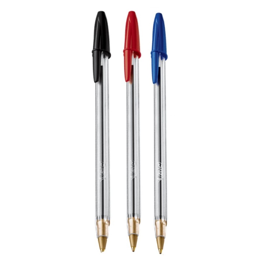 Caneta Bic Esferográfica Cristal 1.0mm - Preta/Vermelha/Azul | Shopee Brasil