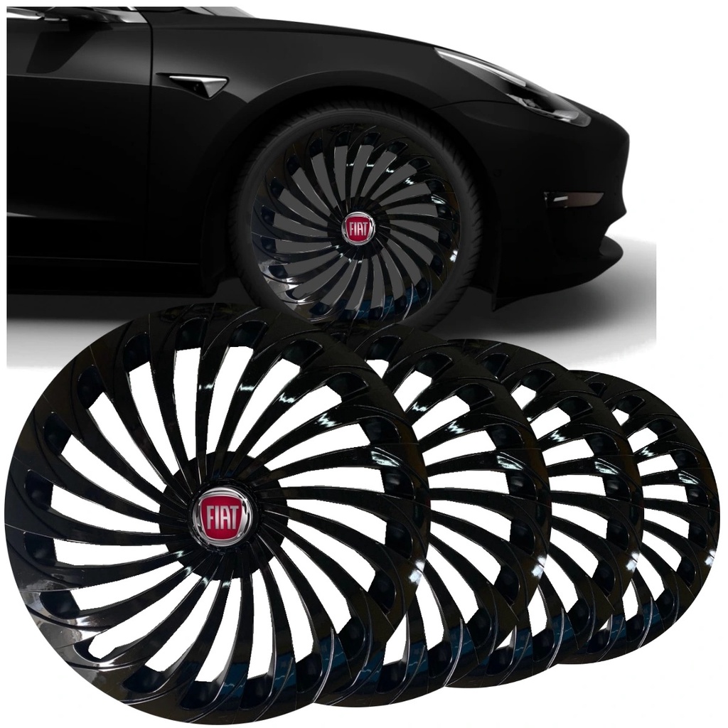 Jogo 4 Calota Aro 14 Preta Fiat Uno Palio Siena Mobi Argo Twister Com Emblema | Shopee Brasil