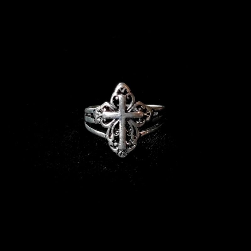 Anel aesthetic gothic cruz crucifixo cristão prateado gótico | Shopee ...