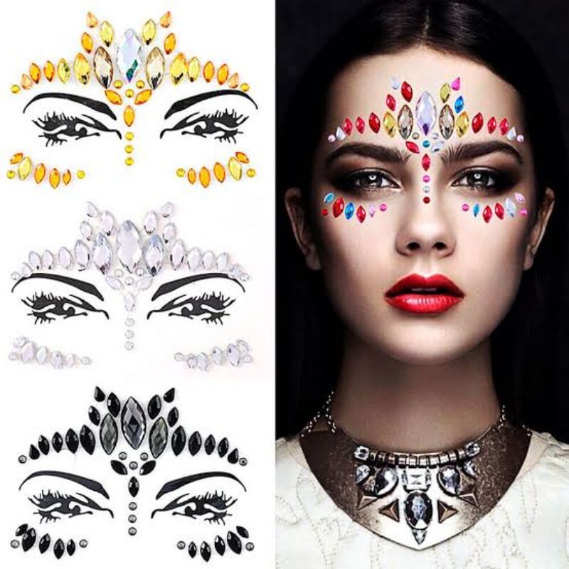 Adesivos Strass De Rosto Maquiagem Festa Fantasia / Strass de Rosto ...