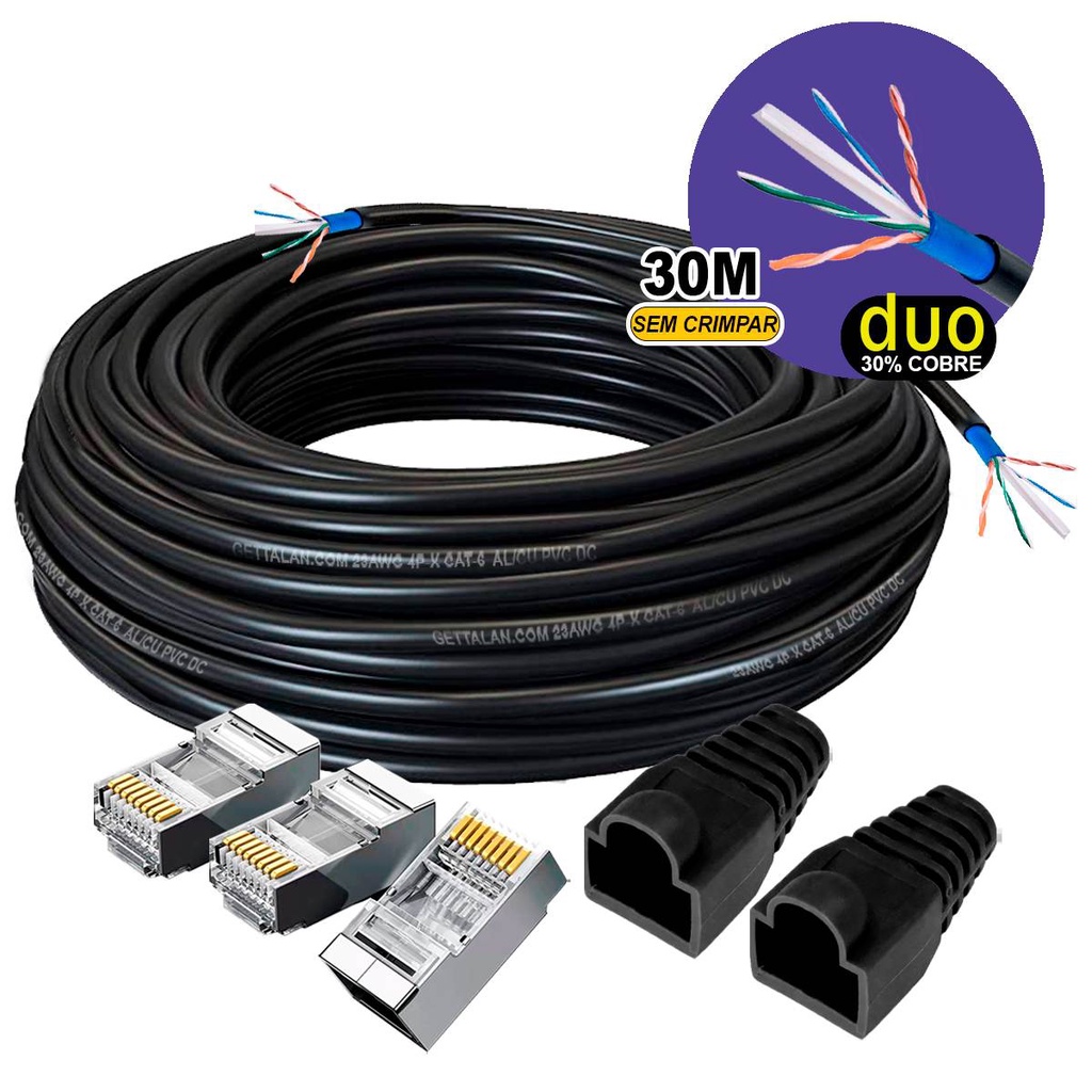 Cabo De Rede Cat6 Dupla Capa UTP Uso Externo 30 Metros | Shopee Brasil