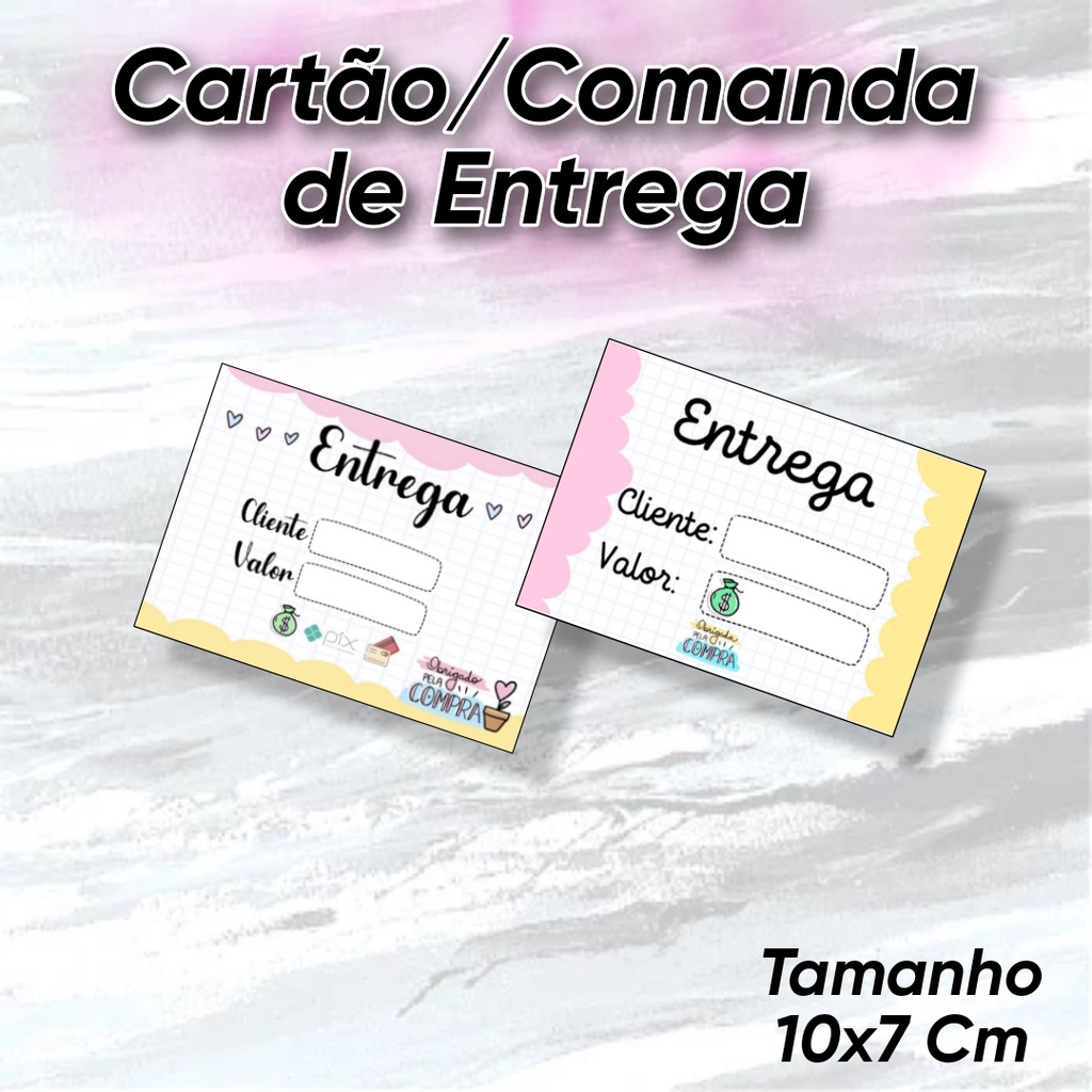 Cartão Comanda de Envio Entrega Mimo Cliente Recibo Delivery | Shopee Brasil