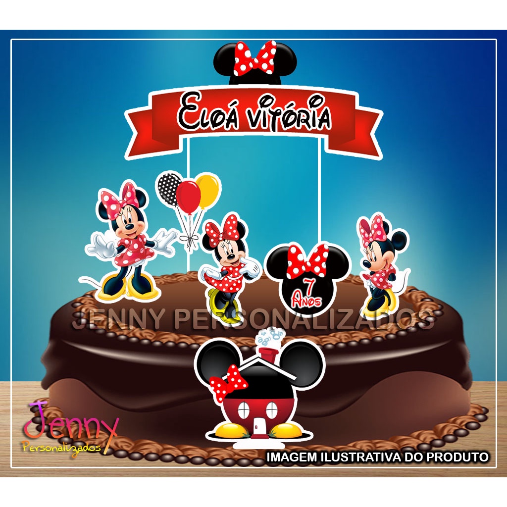 topo topper de bolo personalizado Minnie 5 | Shopee Brasil