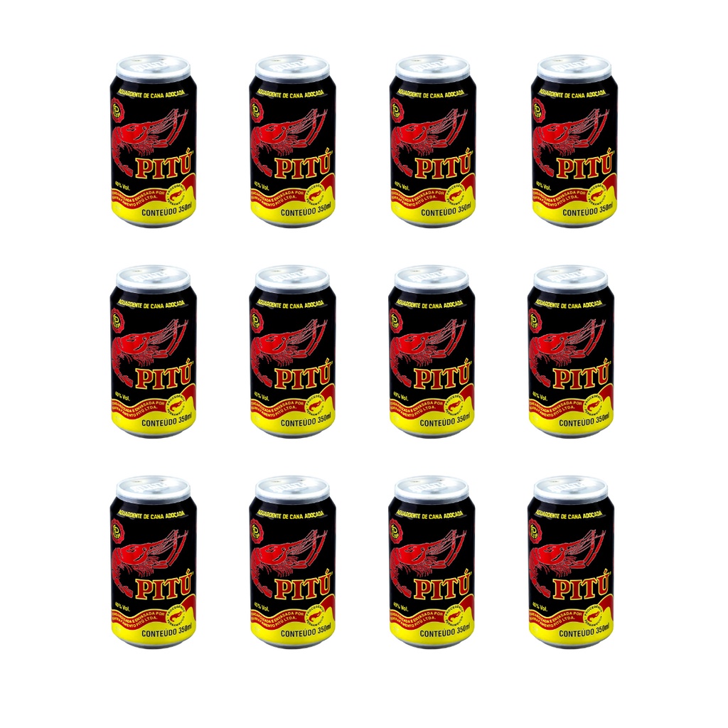 Cachaça Pitú Lata 350ml Kit com 12 unidades | Shopee Brasil