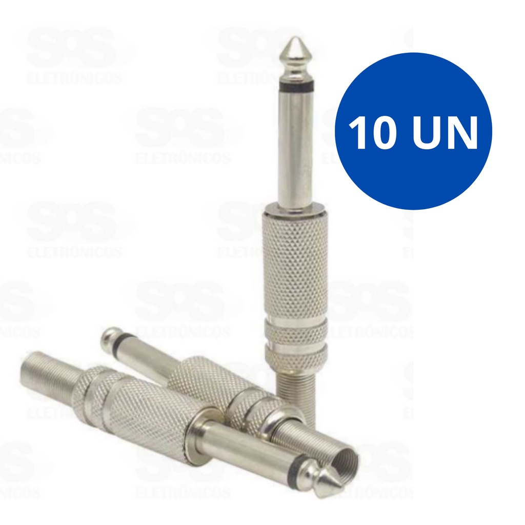 Kit 10 Plugs P10 Metal Mono Com Mola | Shopee Brasil