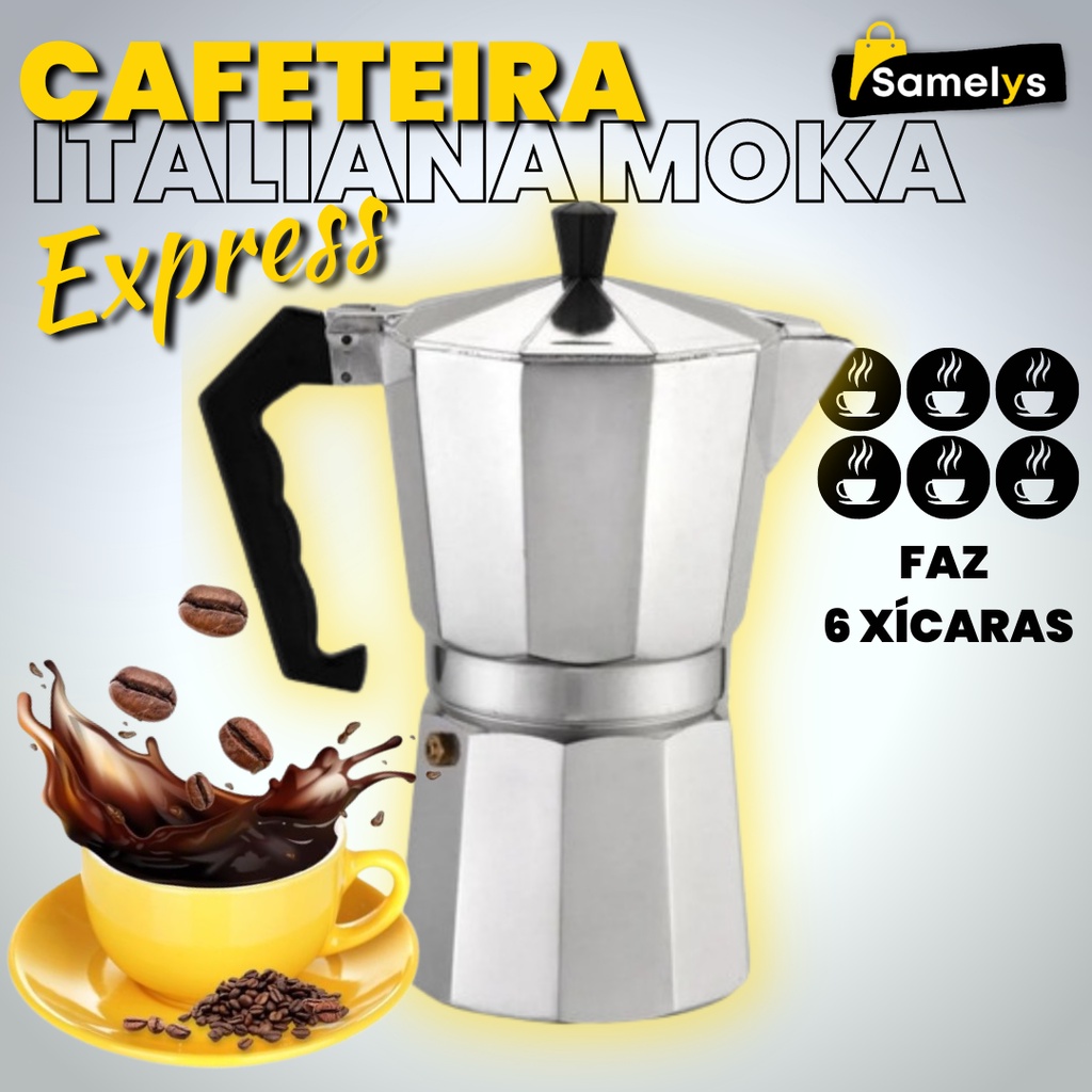 Cafeteira Italiana Moka Express Faz 6 Xícaras Café Aço | Shopee Brasil