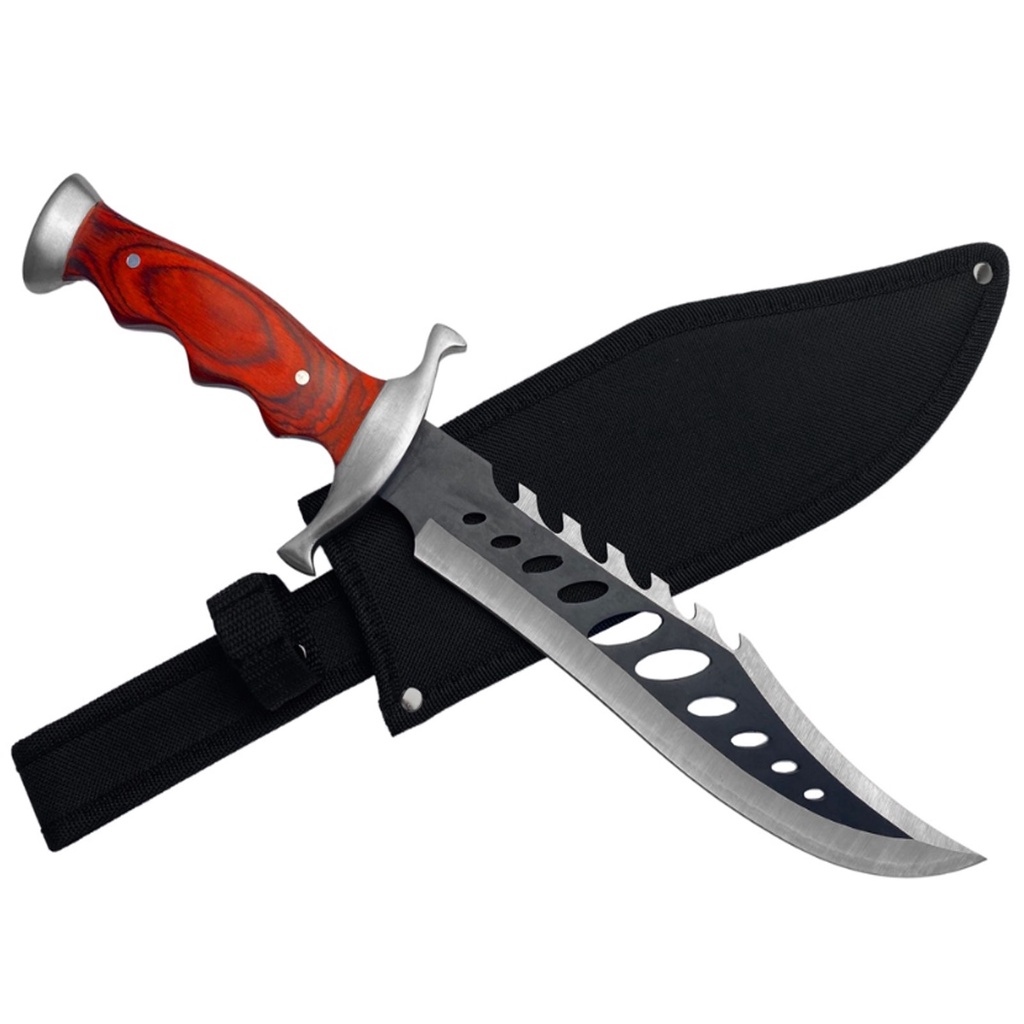 Faca Facão Rambo Militar Tático Artesanal Serrilhado Aço 440 | Shopee ...