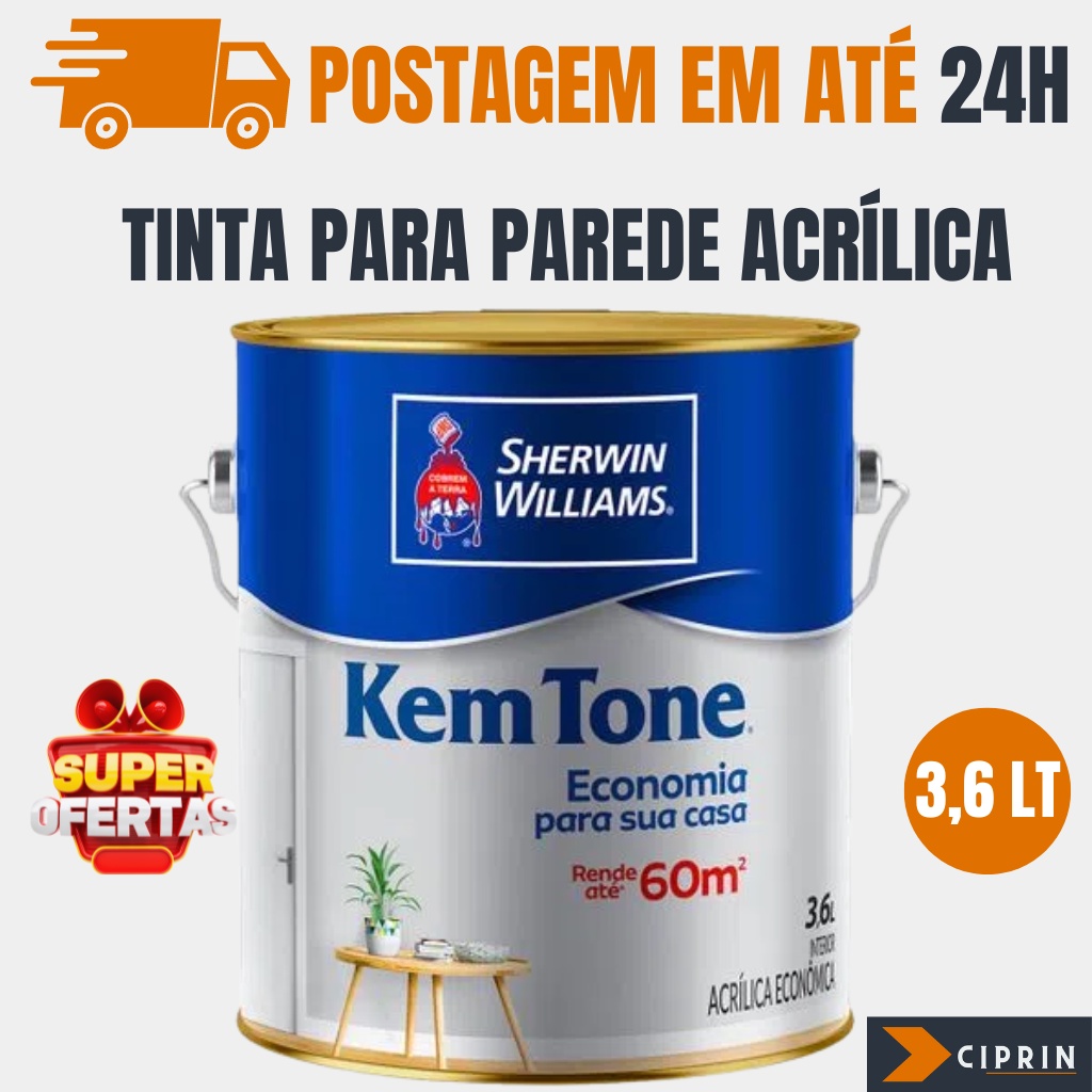 Tinta Acrílica Para Parede Kem Tone 3,6 Litros Sherwin Willians ...