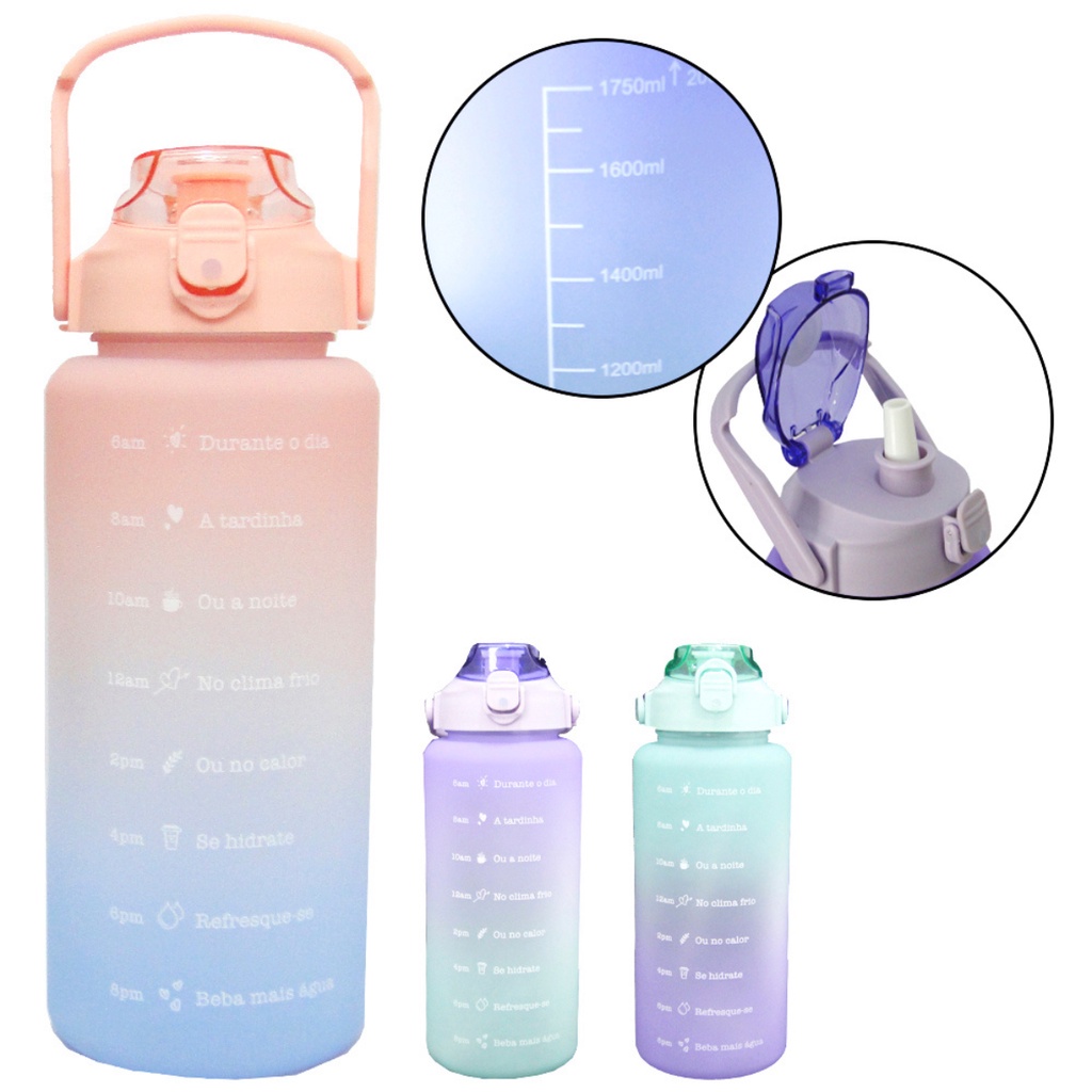 Garrafa Squeeze de Plastico Emborrachado Medidora Motivacional com ... Garrafa Squeeze de Plastico Emborrachado Medidora Motivacional com ...