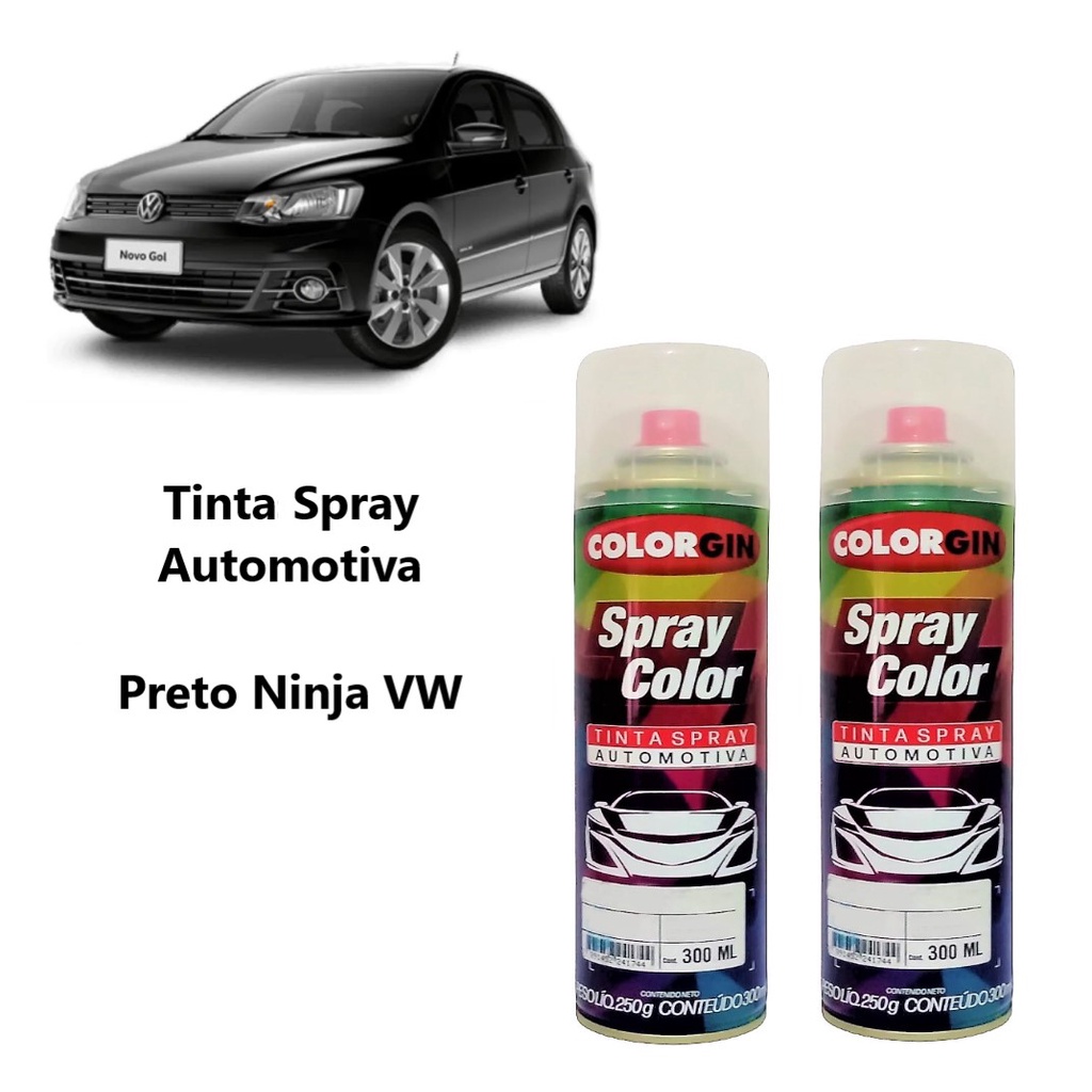 2 Tintas automotiva spray Preto Ninja VW Brilhante (NÃO NECESSITA ...