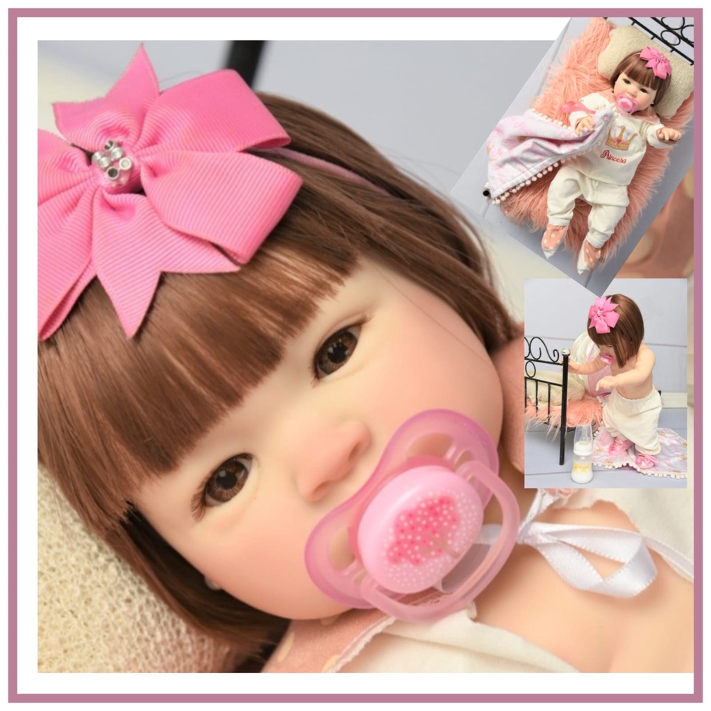 Castanha Pagao Boneca Bebe Reborn Silicone Menina 22 | Shopee Brasil