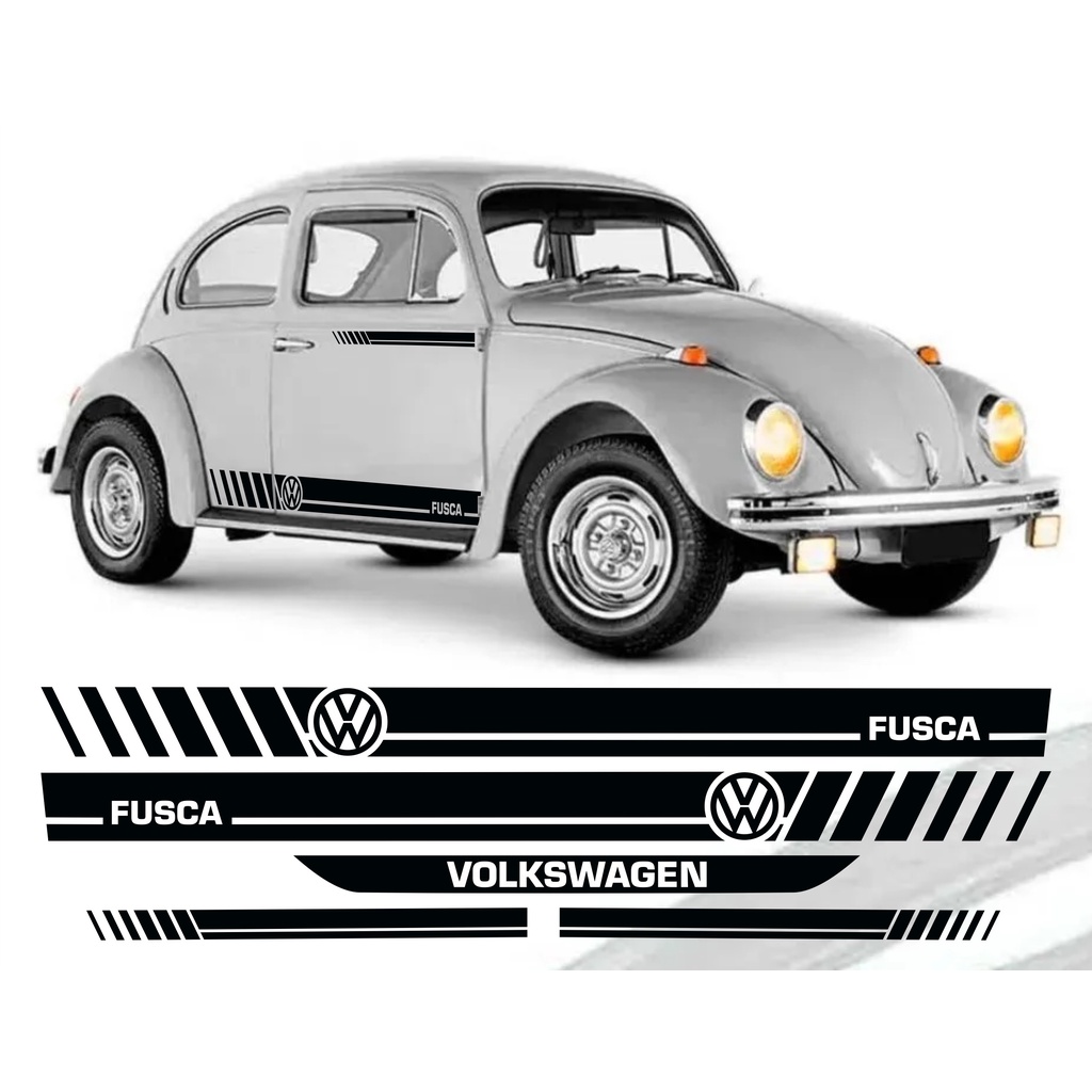 Kit 5 Adesivo Vw Fusca Sport Faixa Lateral Acessórios | Shopee Brasil