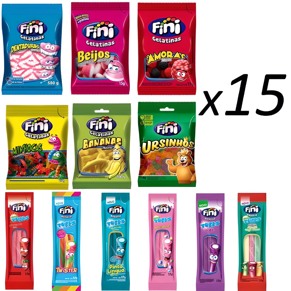 Kit com 15 pacotes Fini Gelatina Sabores Variados | Shopee Brasil