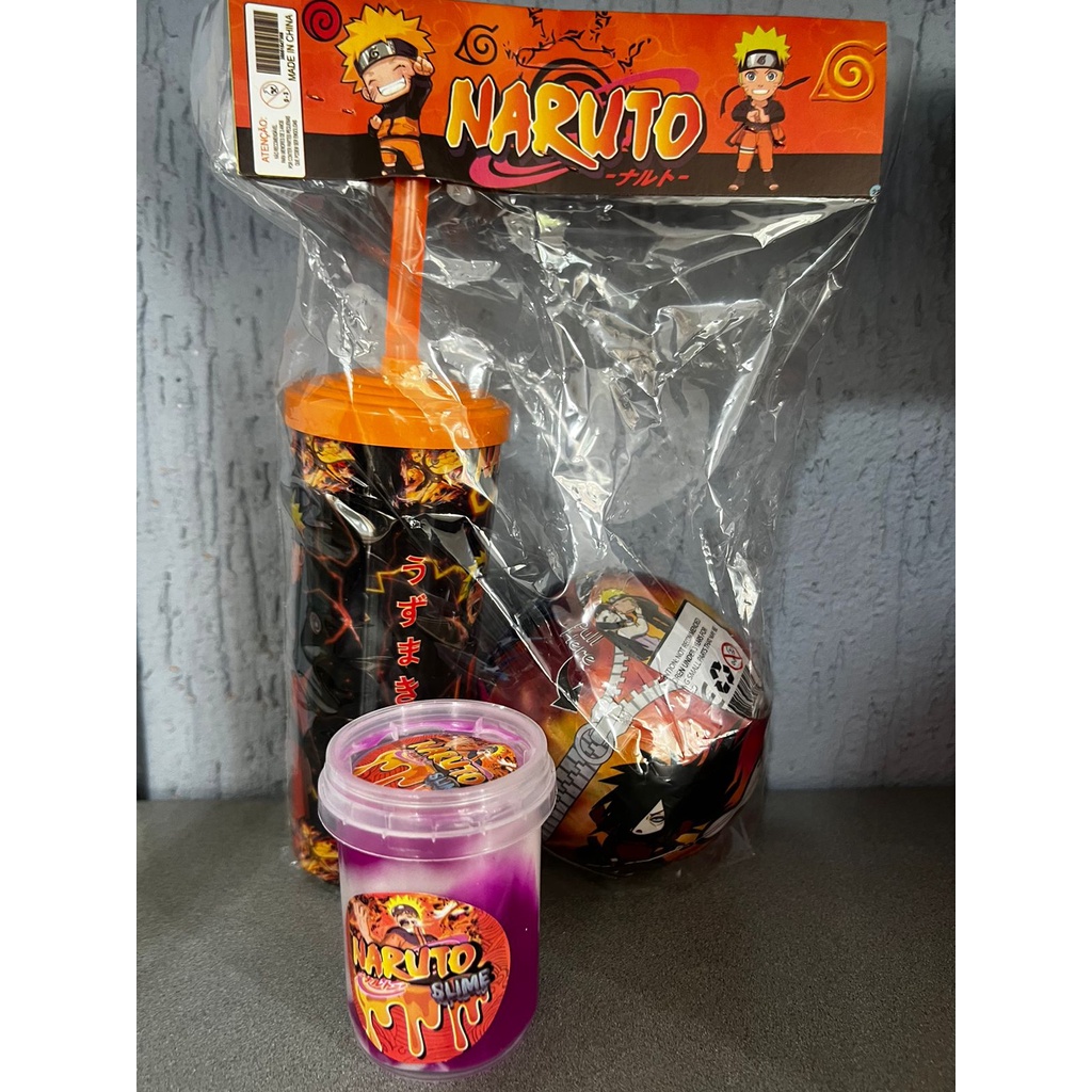 Kit copo Canudo Naruto + Bola Naruto + Slime Naruto | Shopee Brasil