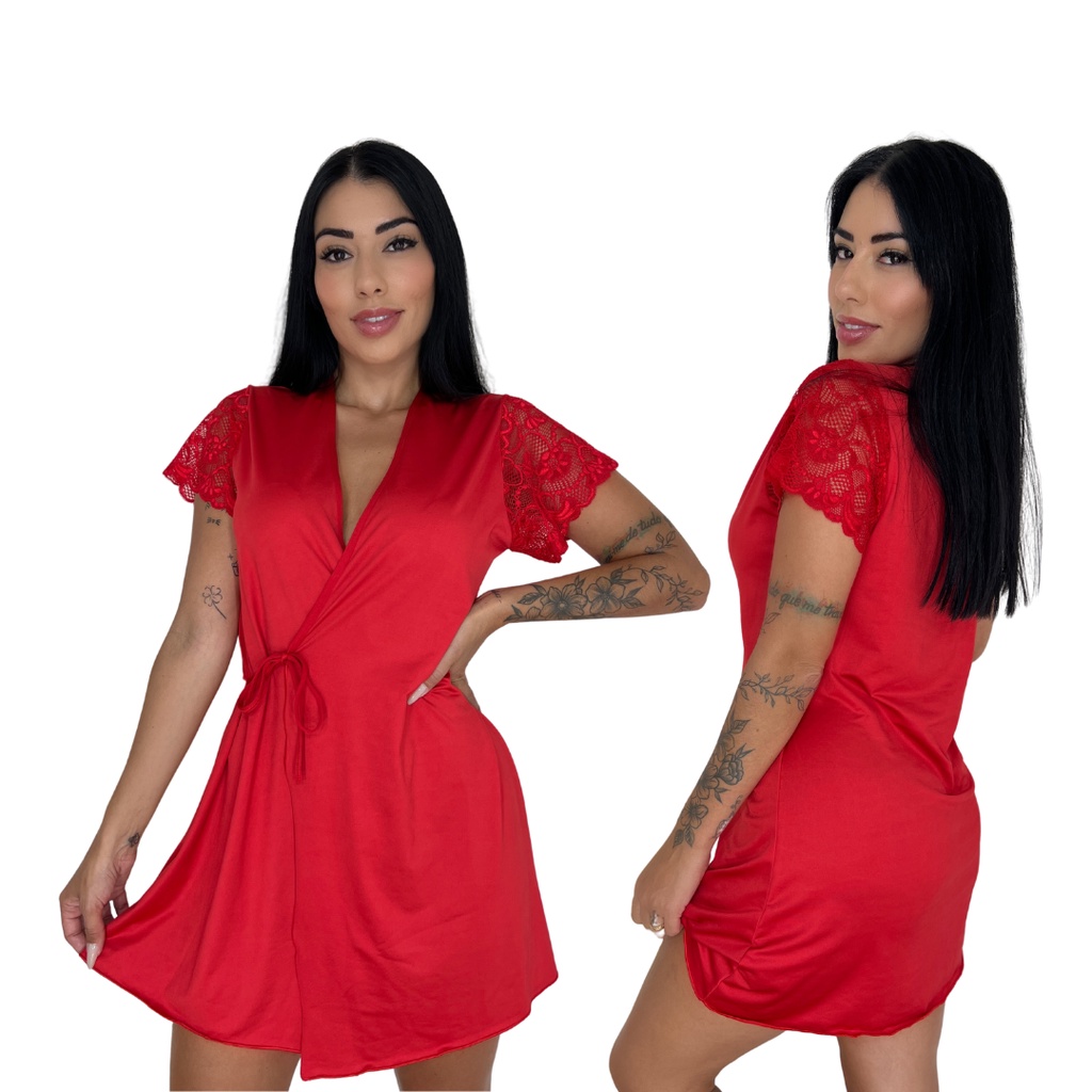 Robe Luxo Confortável com Renda Sensual saída Maternidade roupão robie ...