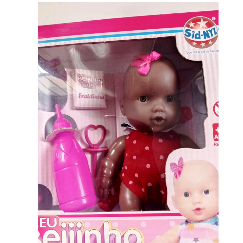 Brinquedo Infantil Boneca meu beijinho baby negra Tam aproximado 18 Cm ...