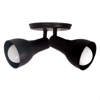 Kit 3 Luminárias PRETA Spot De Sobrepor Duplo 2 Lâmpadas E-27 Arandela ...