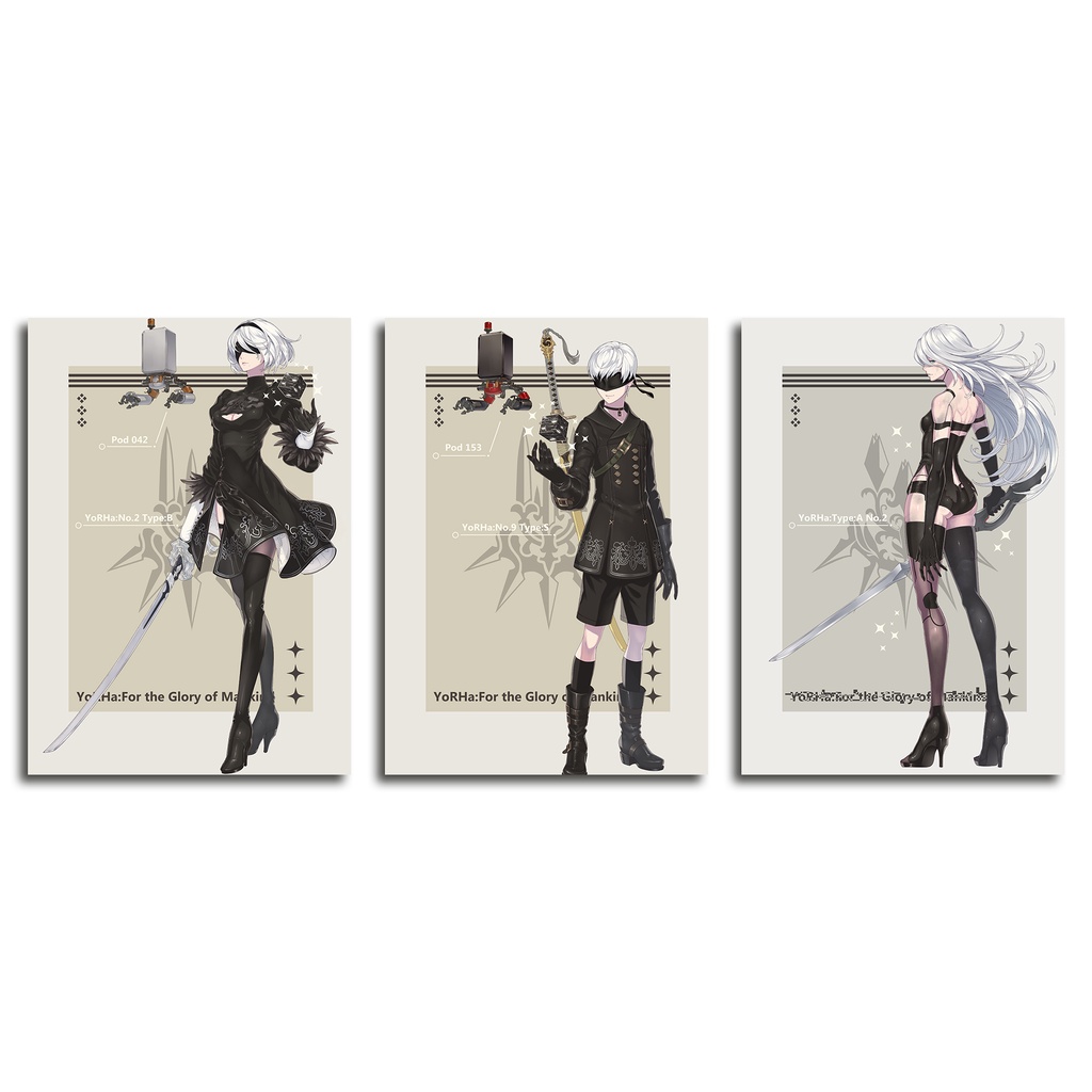 Placas decorativa Nier Automata 2b 9s 2a Anime Poster Em Mdf | Shopee ...