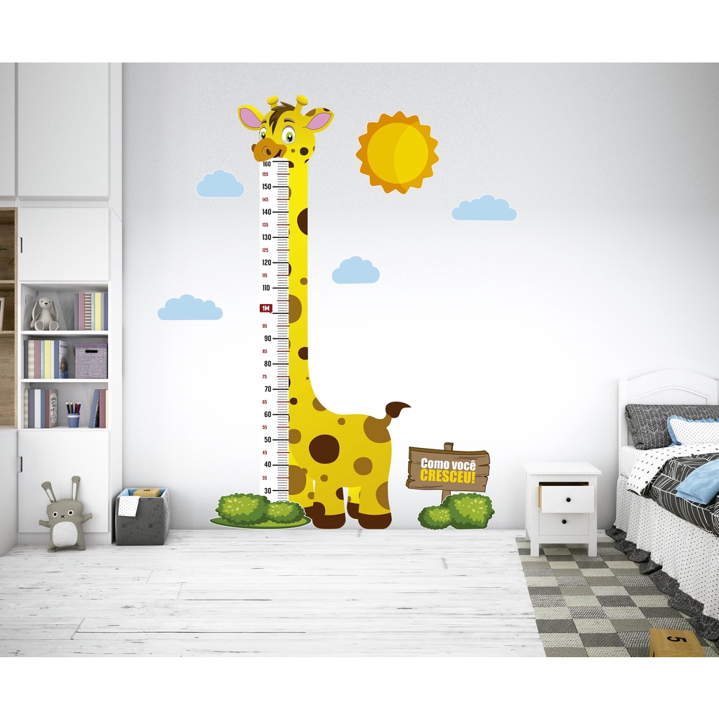 Adesivo de Parede Régua do Crescimento infantil Girafa 1,60m Mede ...