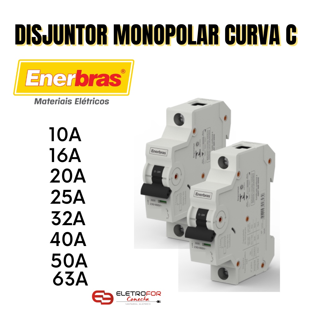 Disjuntor Monopolar Curva C 6a 10a 16a 20a 25a 32a 40a 50a 63a 70a Enerbras 1 Polo Din | Shopee ...
