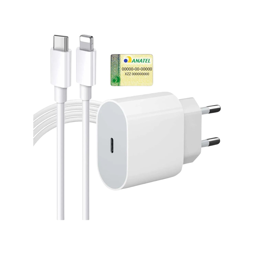Fonte Usb C 20w Turbo + Cabo Original iPhone 7 8 11 12 13 14 Homologado ...