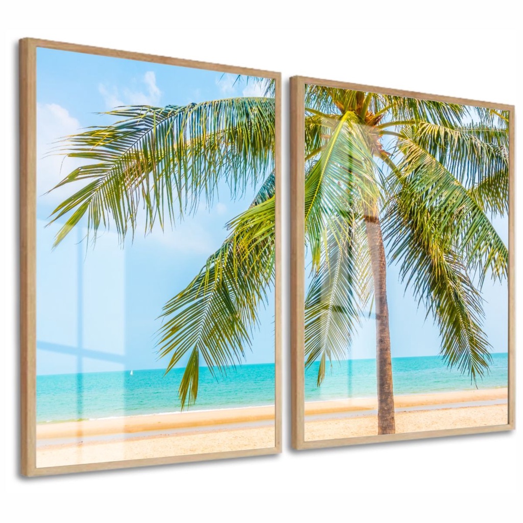 Quadro Decorativo Paisagem Praia Mar Coqueiro com Moldura | Shopee Brasil