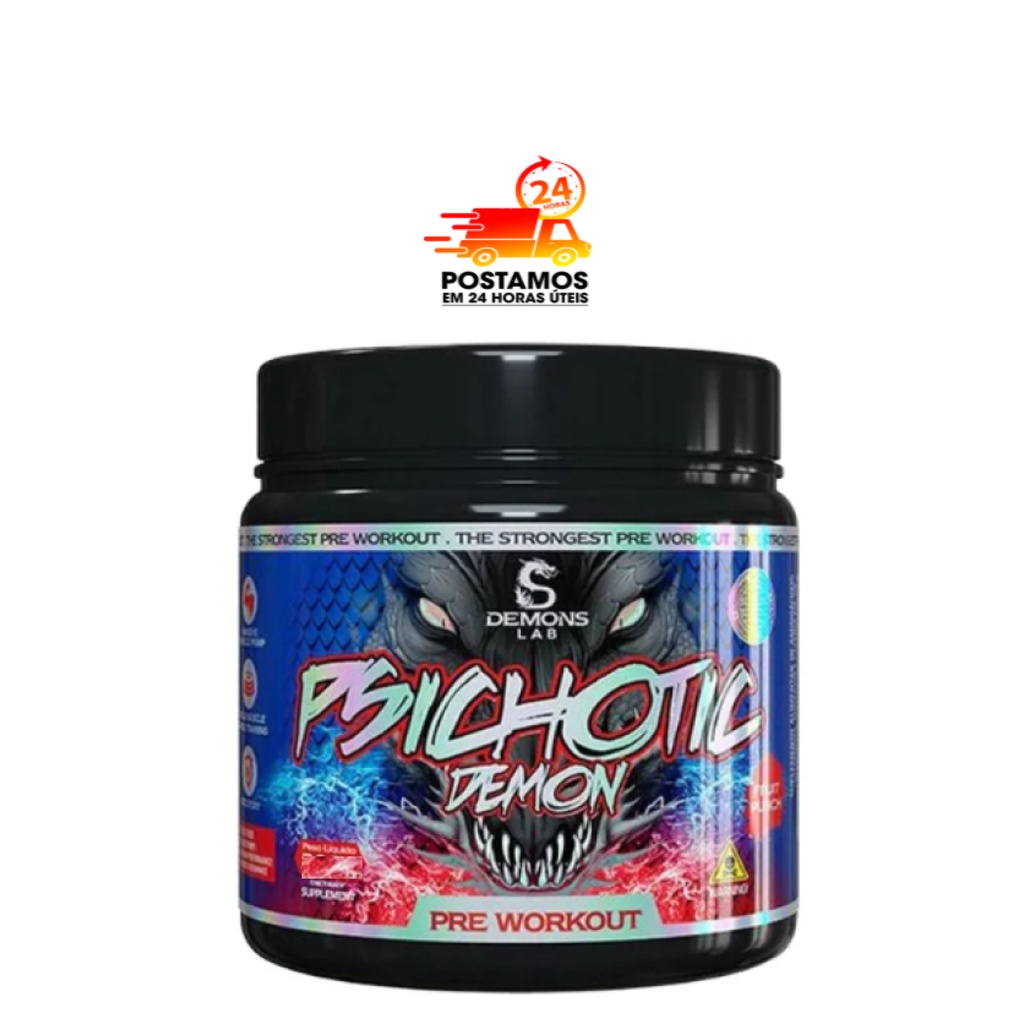 Pré Treino Psichotic Demon Black de (150G) rende 30 doses - Demons Lab - 400mg de Cafeína ...