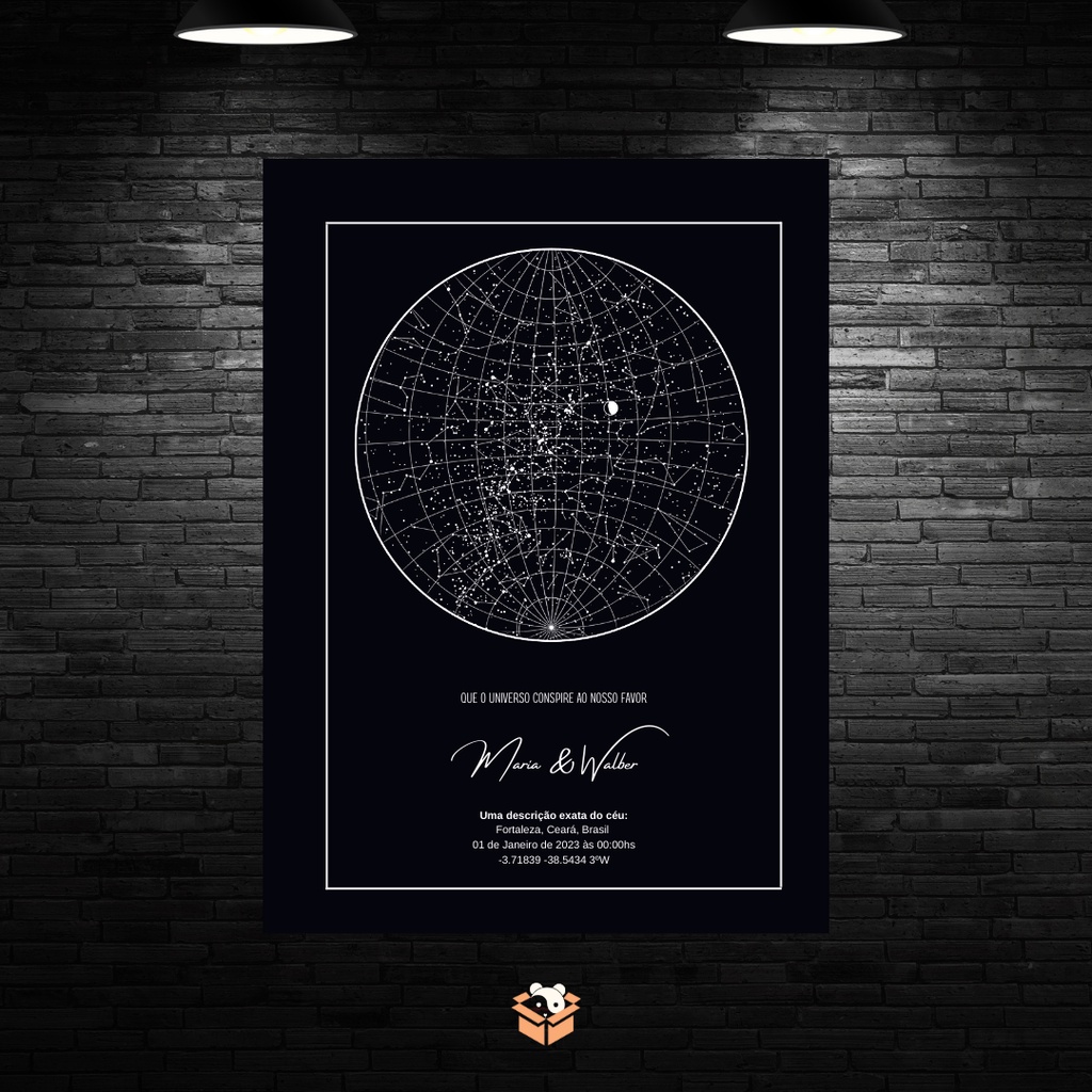 Quadro Mapa das Estrelas / Mapa Estelar / Meu Céu / Mapa Celeste ...