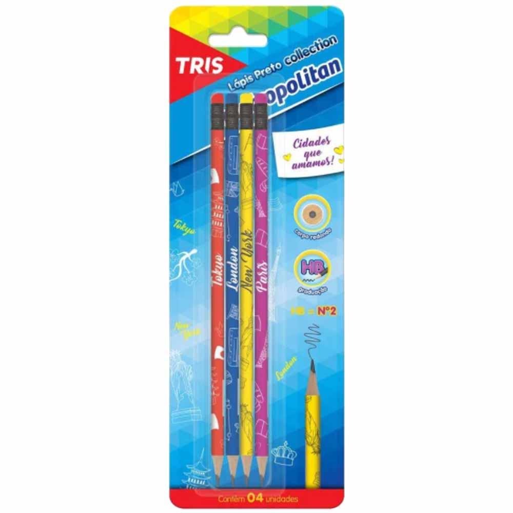 Lápis Preto HB Escolar com Borracha Summit Collection Metropolitan Tris Material Escolar ...