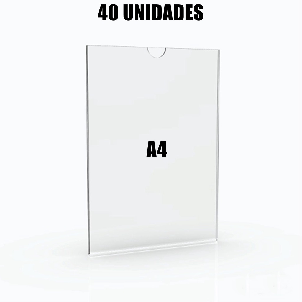 Kit com 40 display acrilico A4 de parede modelo duplo com fundo e com ...