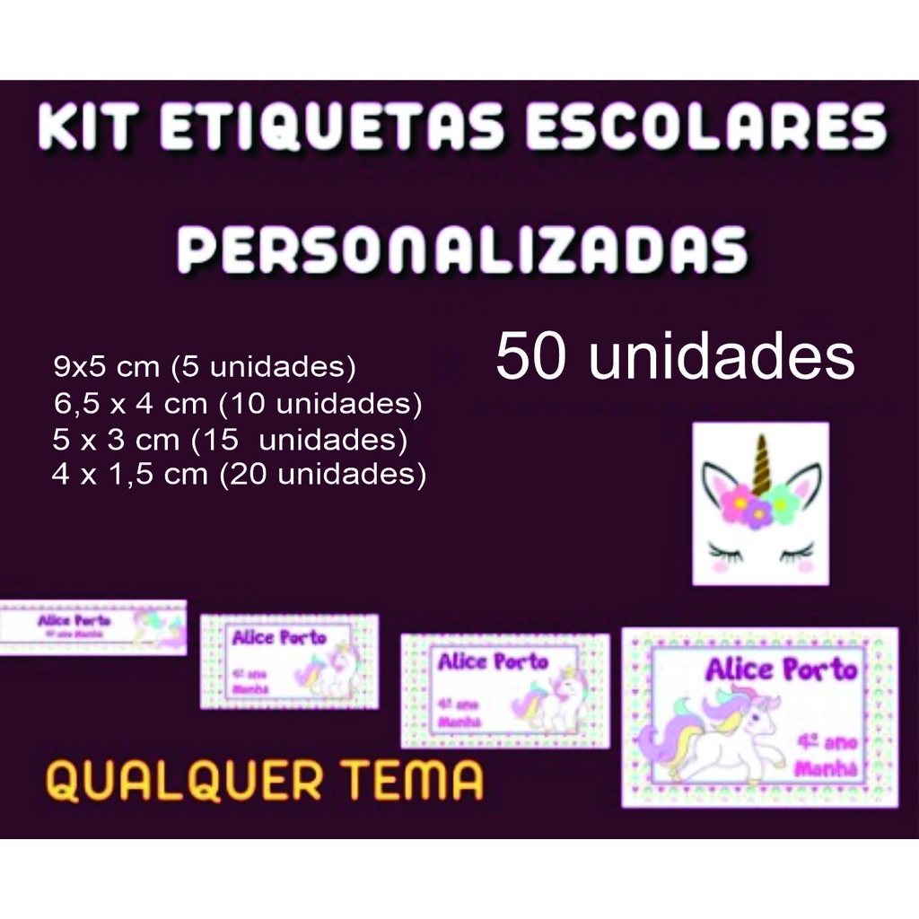 50 Etiquetas Escolares Personalizadas (Kit Material Escolar) - Faz a Boa!